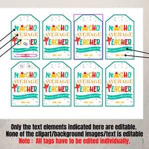 Nacho Average Teacher Editable Thank You Gift Tags, Teacher Staff ...