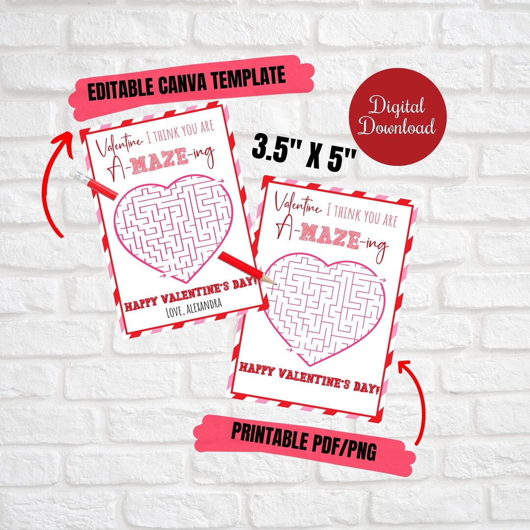 Valentine, You Are Amazeing, Printable Maze Valentines Day Card, Pencil ...