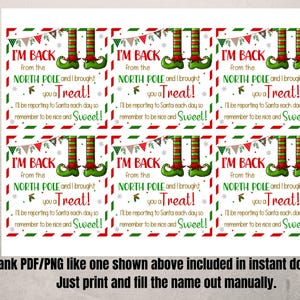 Elf Arrival Gift Tags, I'm Back From the North Pole, Elf is Back Gift ...