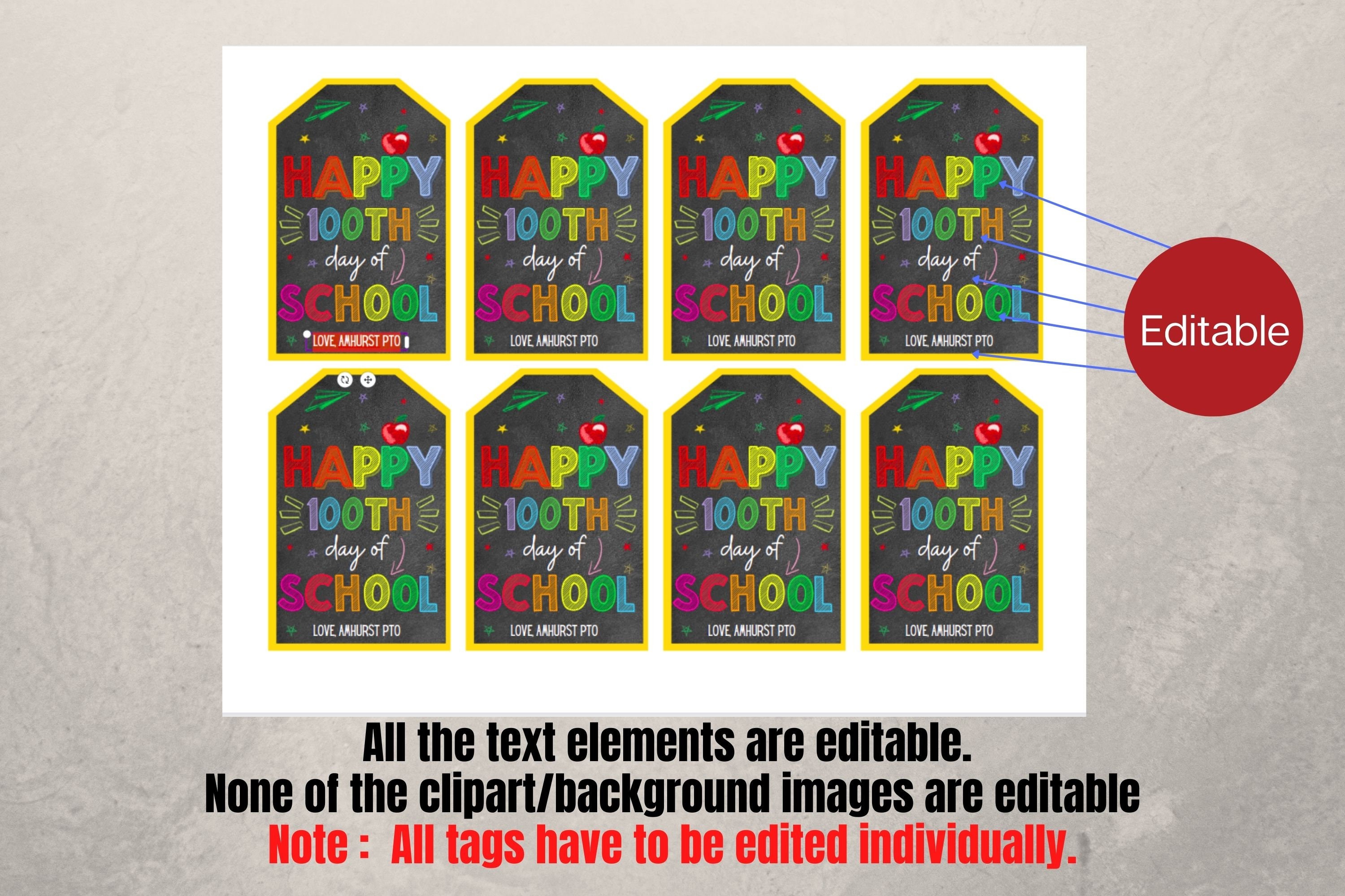 Happy 100th Day of School Gift Tags for Students Teachers - Etsy