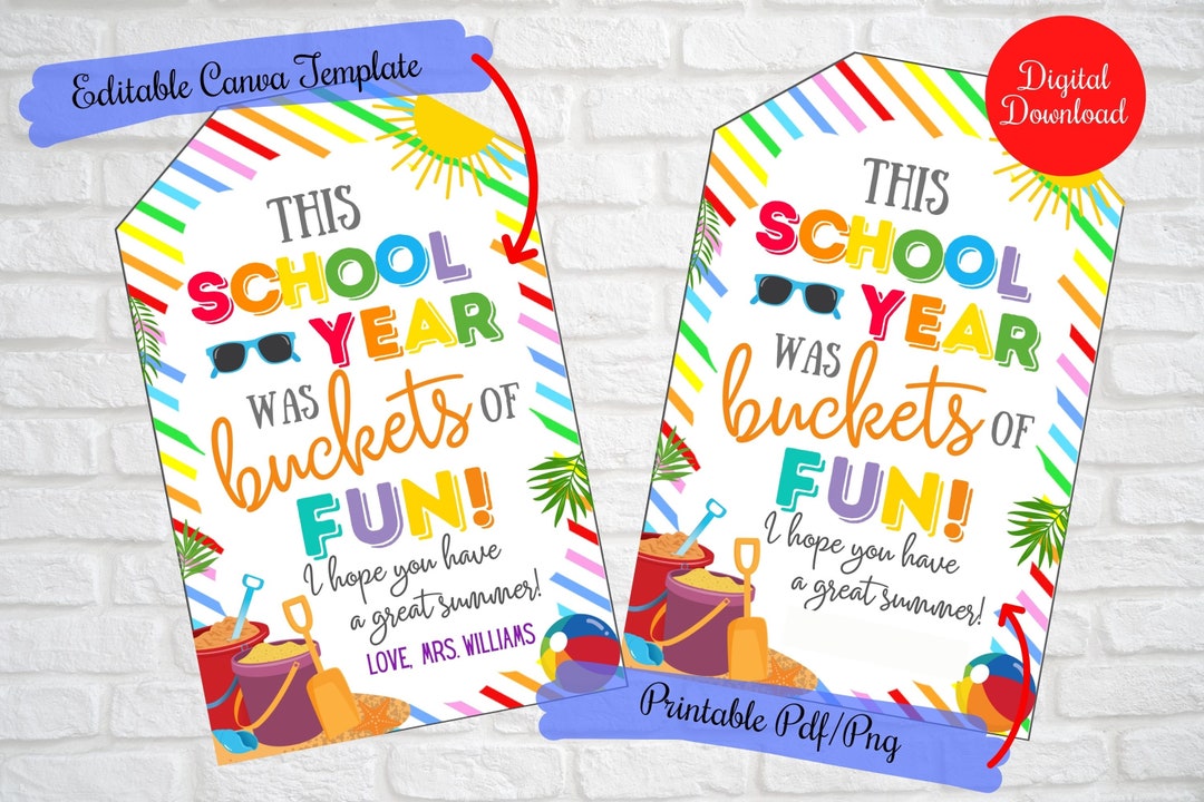 Buckets of Fun Gift Tags, End of Year Gift Tags for Class, End of Year ...