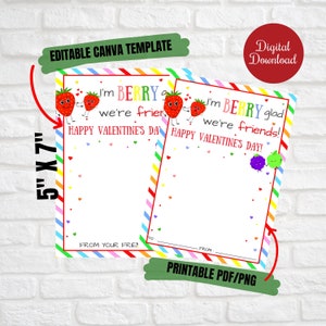 Printable Valentine Cards for Fruit Snacks ,i'm Berry Glad We're ...