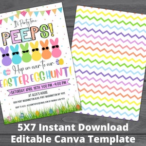 EDITABLE Easter Egg Hunt Party Invite Evite ,party With My Peeps Easter ...