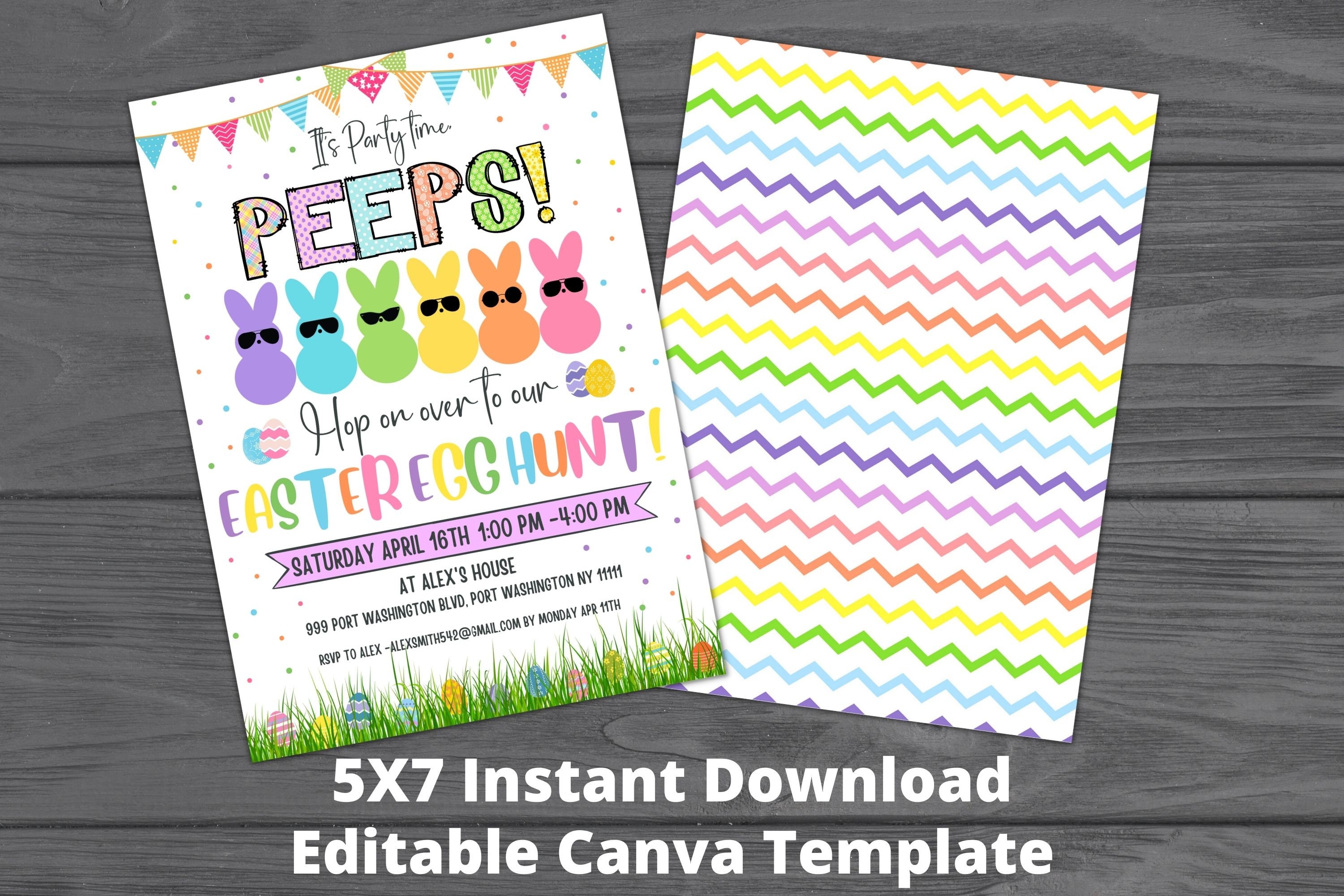 EDITABLE Easter Egg Hunt Party Invite Evite ,party With My Peeps Easter ...