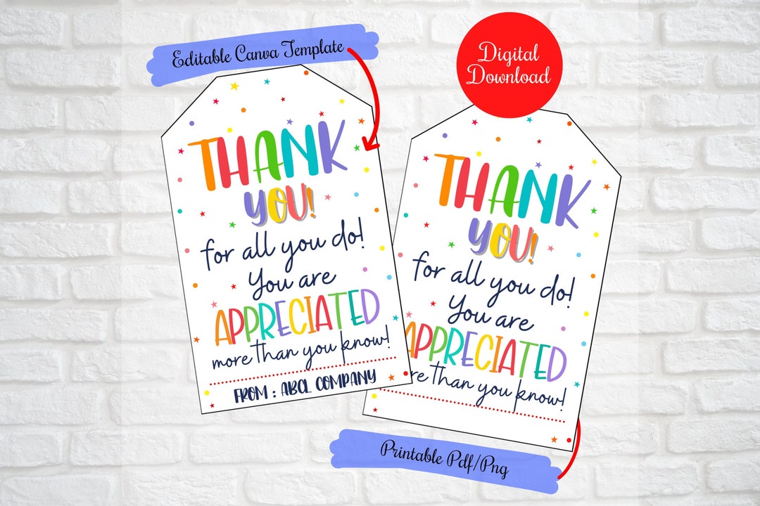 Teacher Appreciation Week Thank You Gift Tags, Teacher Busdriver Nurse ...