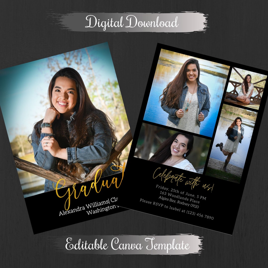 Class of 2025 Minimalist Graduation Announcement Card Canva Template ...