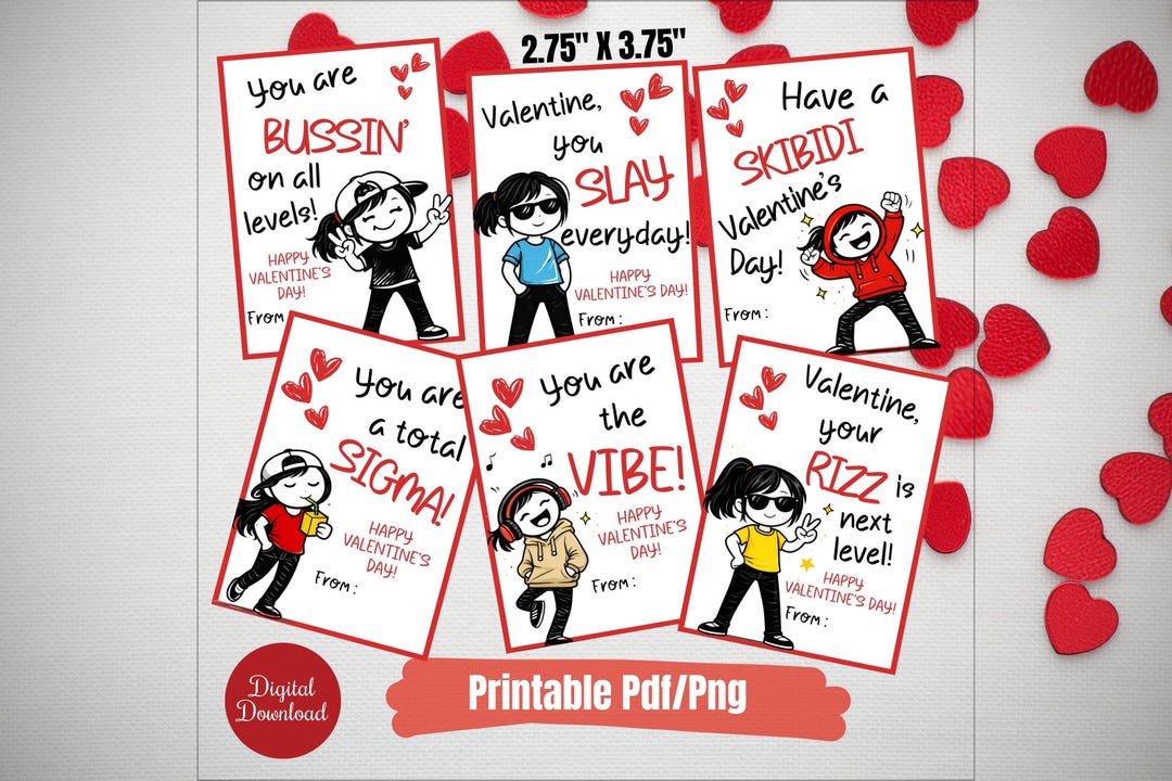 Slang Kids Valentine's Day Cards, Gen Z Alpha Teen Tween Funny ...