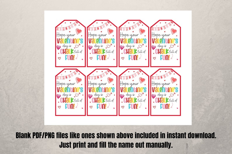 Printable Class Valentine Gift Tags for Chalk Hope You | Etsy