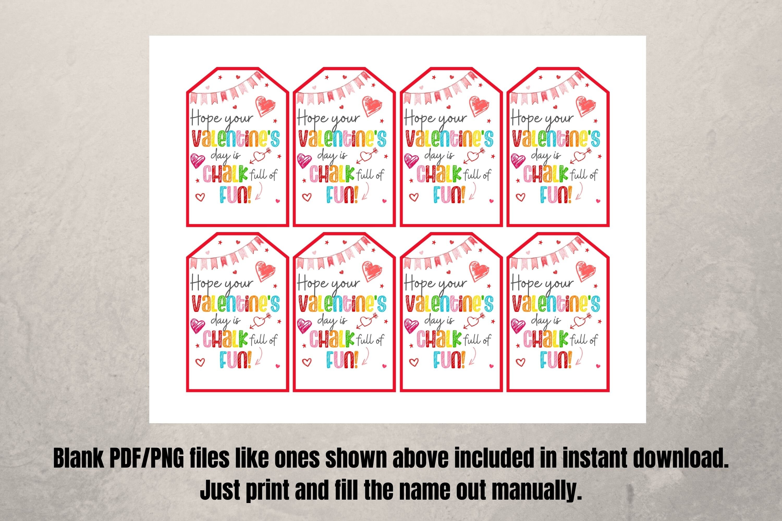 Printable Class Valentine Gift Tags for Chalk Hope You | Etsy