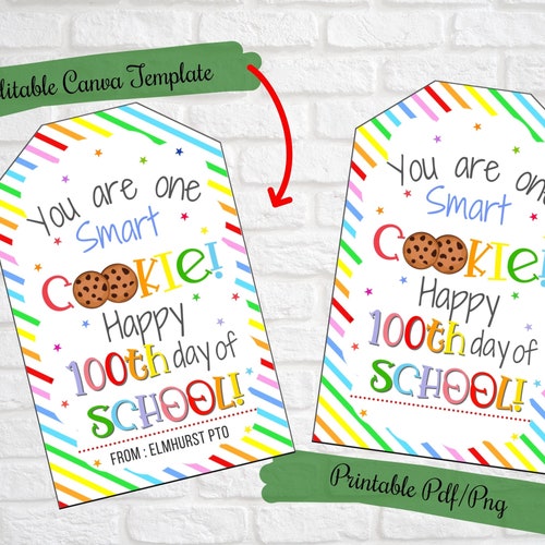 Printable 100th Day of School Tags for Students Snack Back - Etsy