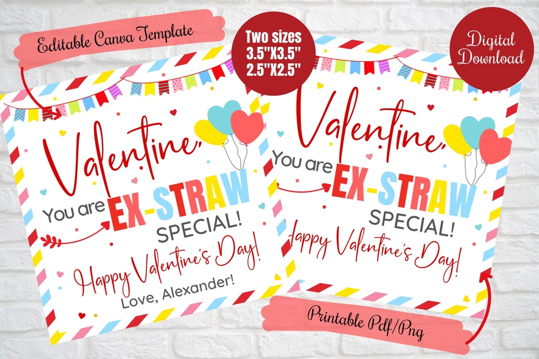 Crazy Straw Valentines Tag, Valentine, You Are Exra Special, Silly ...