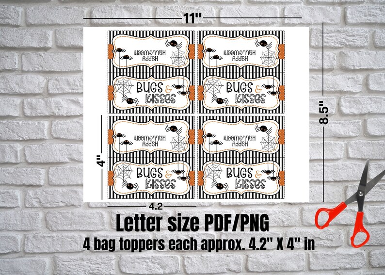 Bugs and Kisses Halloween Treat Bag Topper, Editable Halloween Gift ...