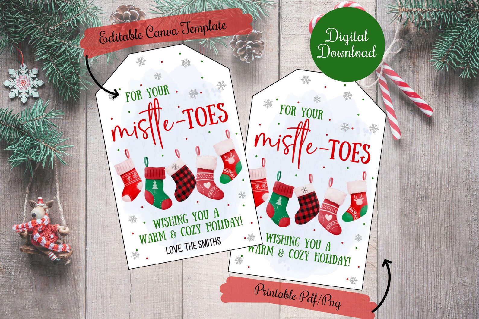 Editable for Your Misltetoes Christmas Gift Tags , Christmas Socks Gift ...