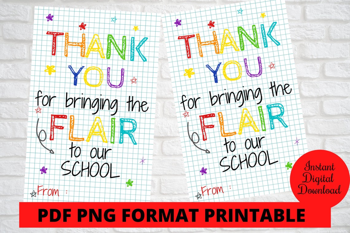 Flair Penend of year gift tag for Teacher Appreciation Thank | Etsy