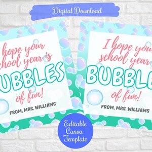First Day of School Bubbles Gift Tags I Hope Your School Year - Etsy UK