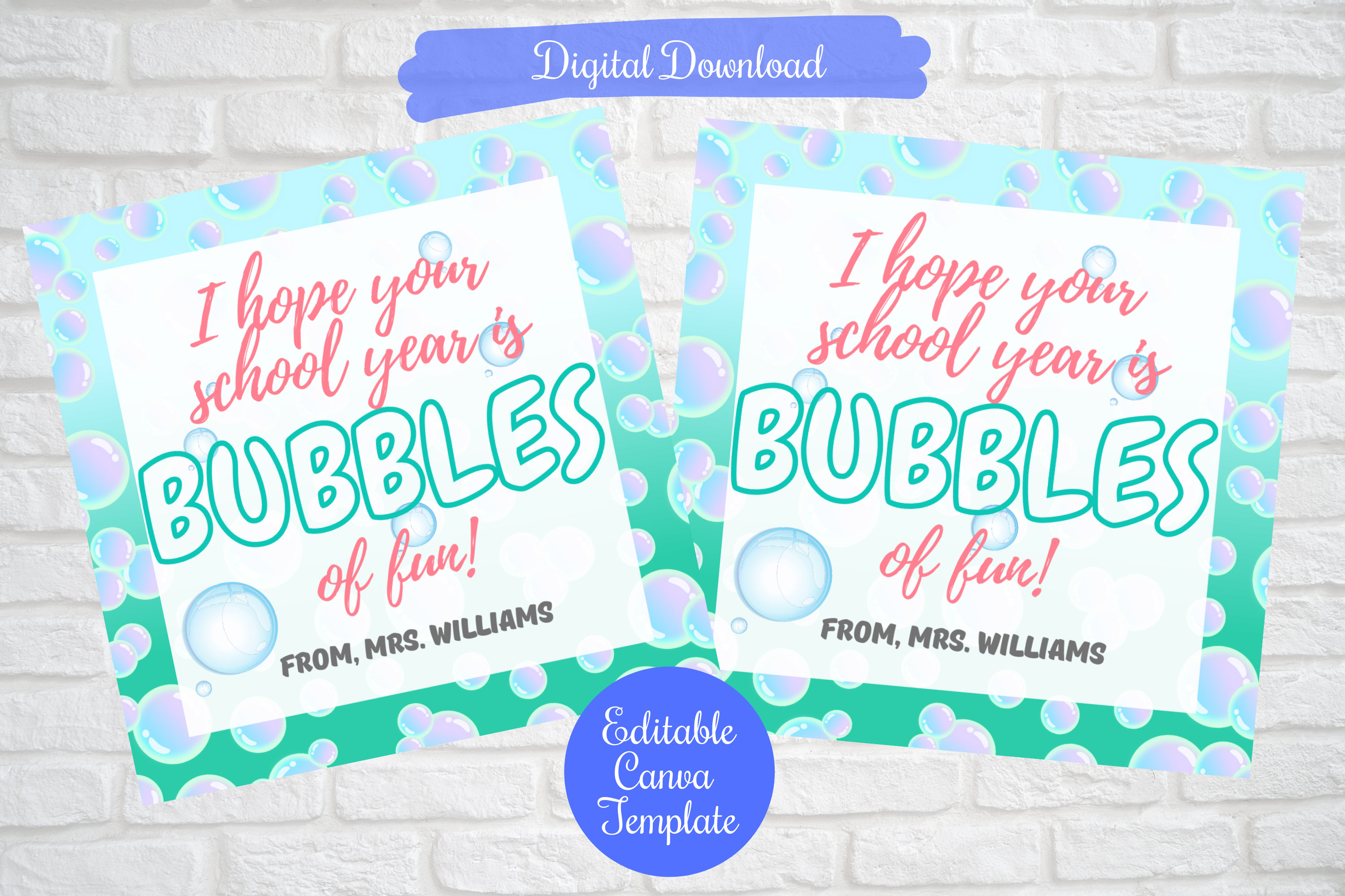 First Day of School Bubbles Gift Tags I Hope Your School Year | Etsy UK