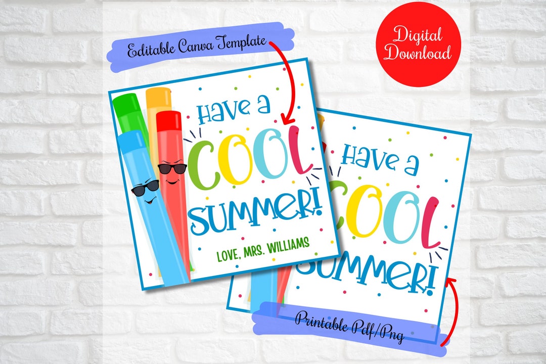 Have a Cool Summer Freezer Pop Gift Tag, Class School End of Year Gift ...