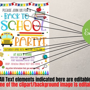 EDITABLE Back to School Party Invite Evite ,kids Summer Party ...