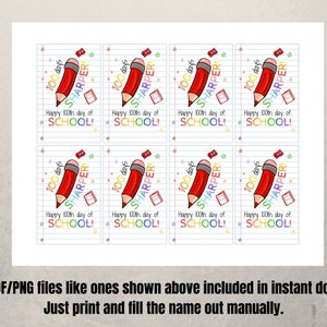 100th Day of School Pencil Gift Tags for Students, 100 Days Sharper ...