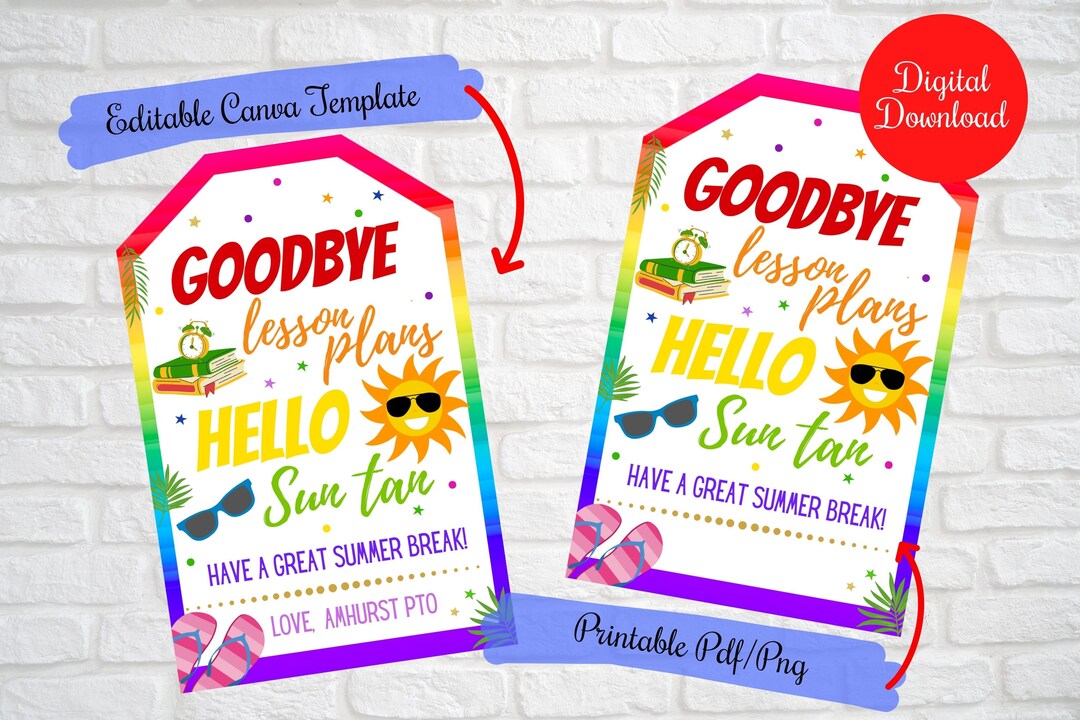 Goodbye Lesson Plans Hello Suntan Gift Tags Teacher - Etsy