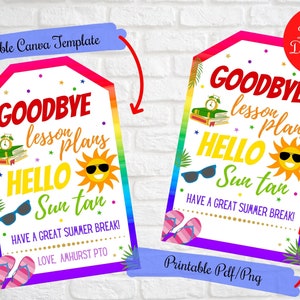 Goodbye Lesson Plans Hello Suntan Gift Tags Teacher - Etsy