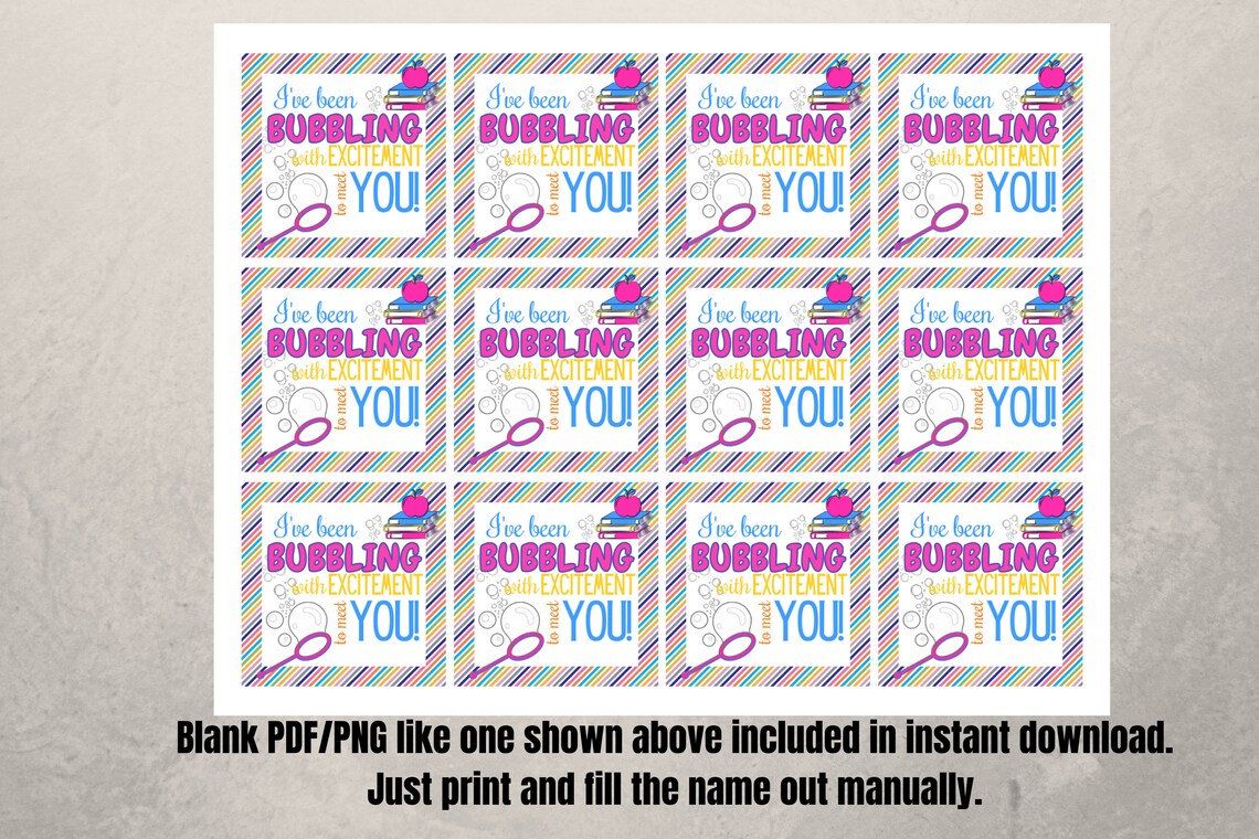 Back to school Bubbles Gift tags I am bubbling with | Etsy