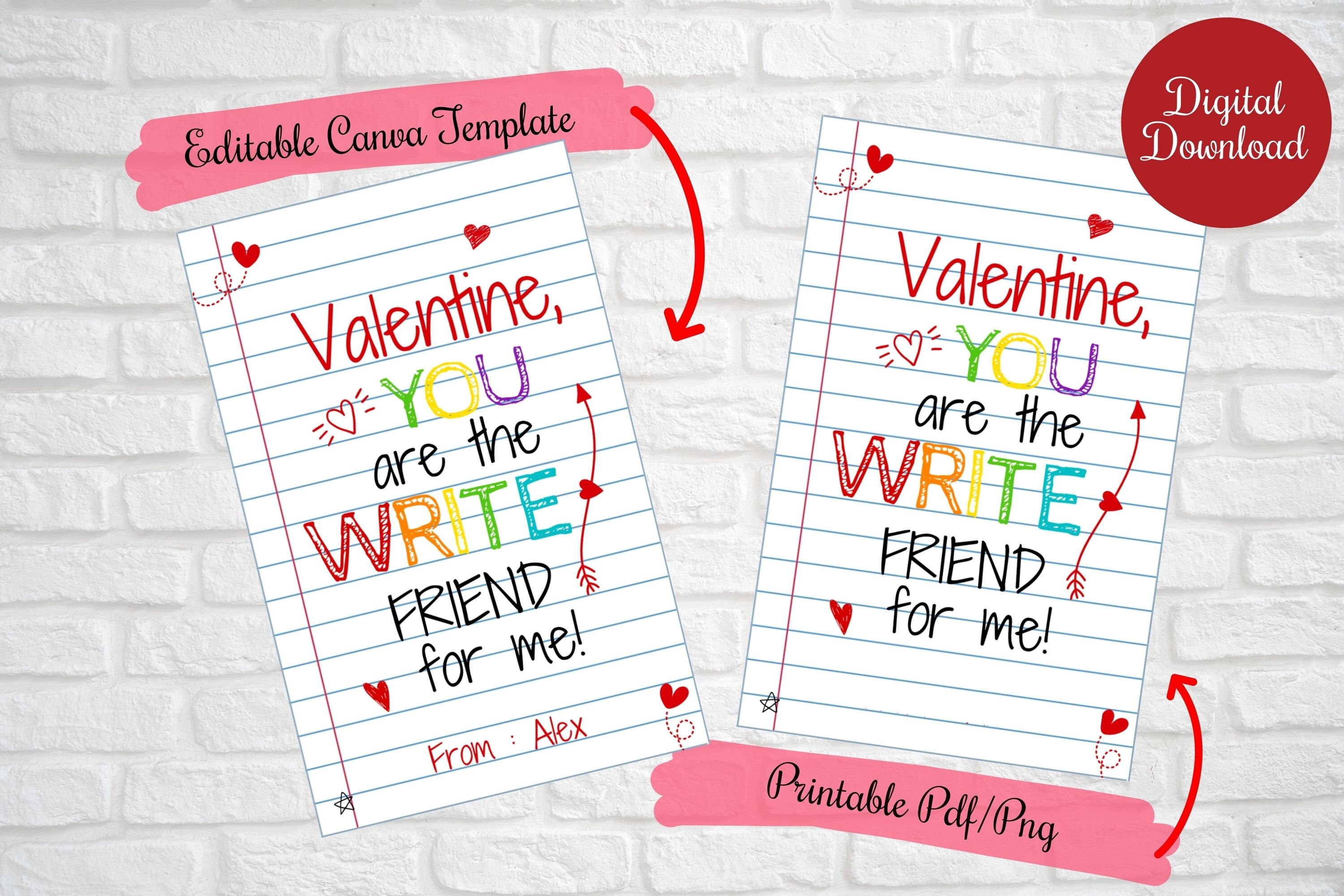 Valentine You Are Just Write Printable Tag for Valentine - Etsy