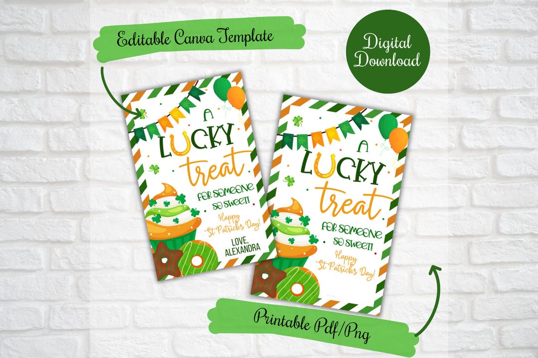 Editable St. Patricks Day Sweet Treat Gift Tags,a Lucky Treat for ...