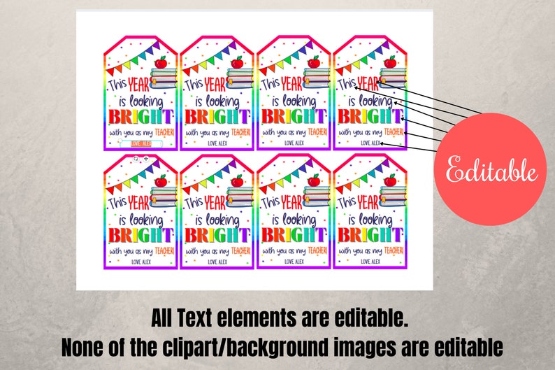 Editable Back to School Marker Gift Tags for Teacher First | Etsy