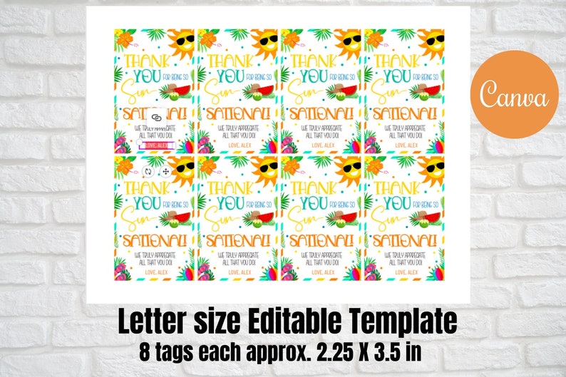 Thank You for Being so Sun Sational, Teacher Appreciation Week Gift ...