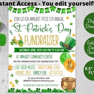 Editable St. Patrick's Day Festival Flyer Template, Printable Festival ...