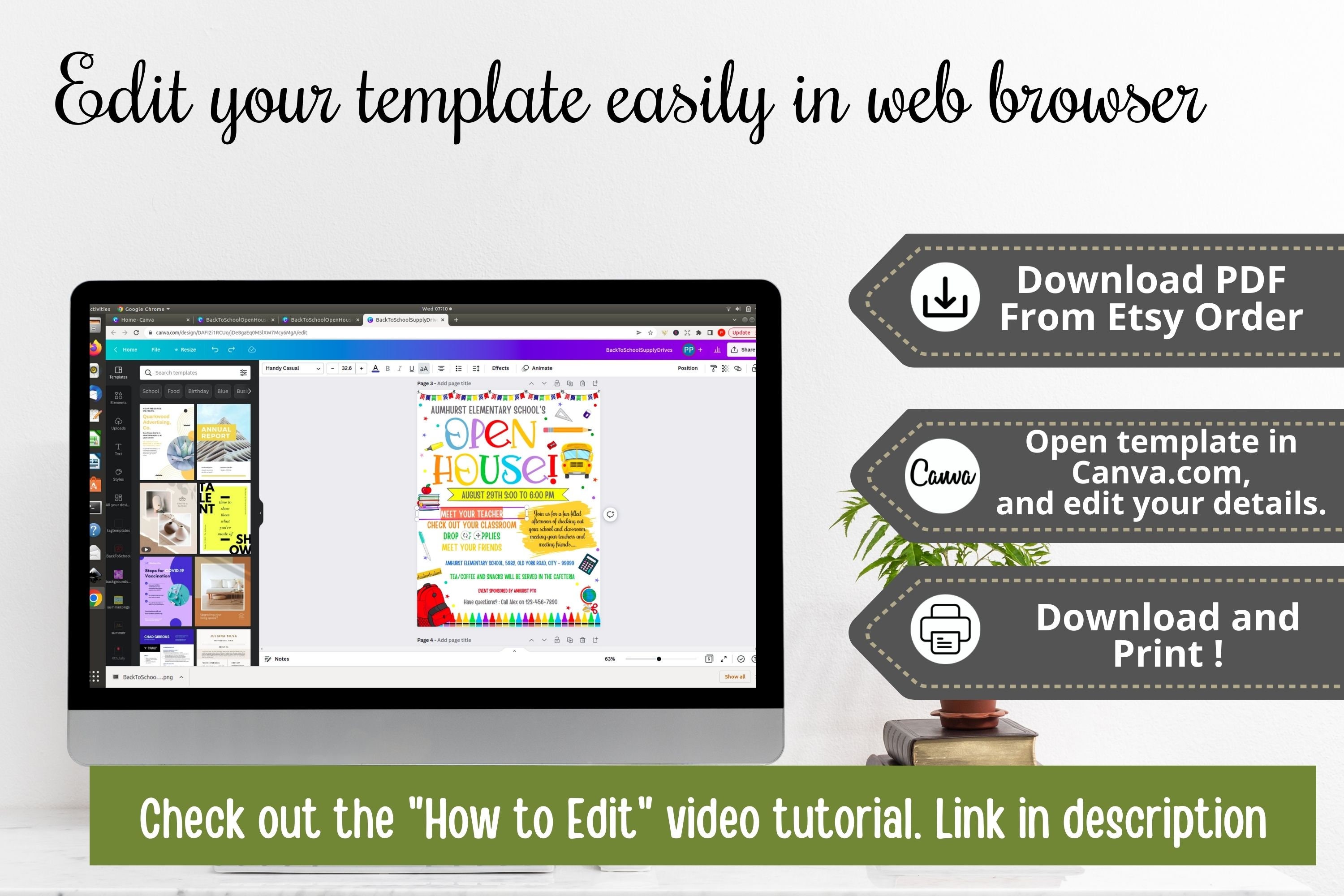 Back to School Open House Flyer for PTO PTA Printable Open - Etsy