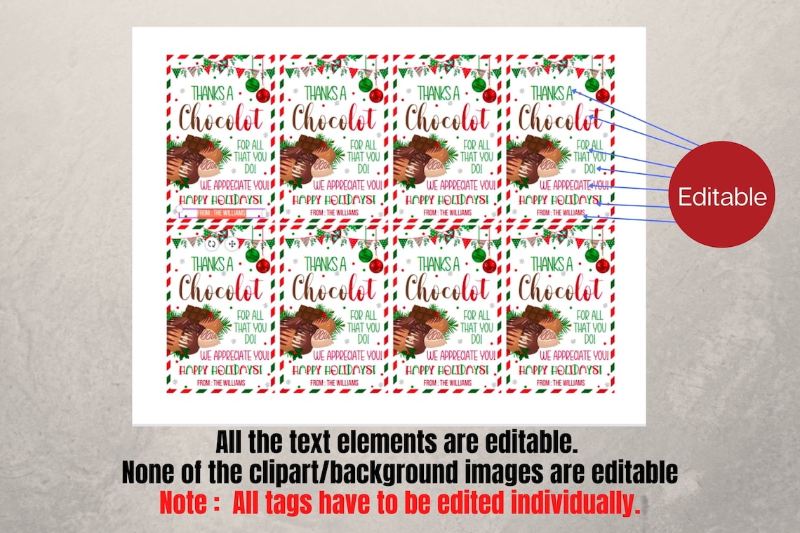 Thanks a Chocolot for All That You Do Gift Tagschristmas - Etsy