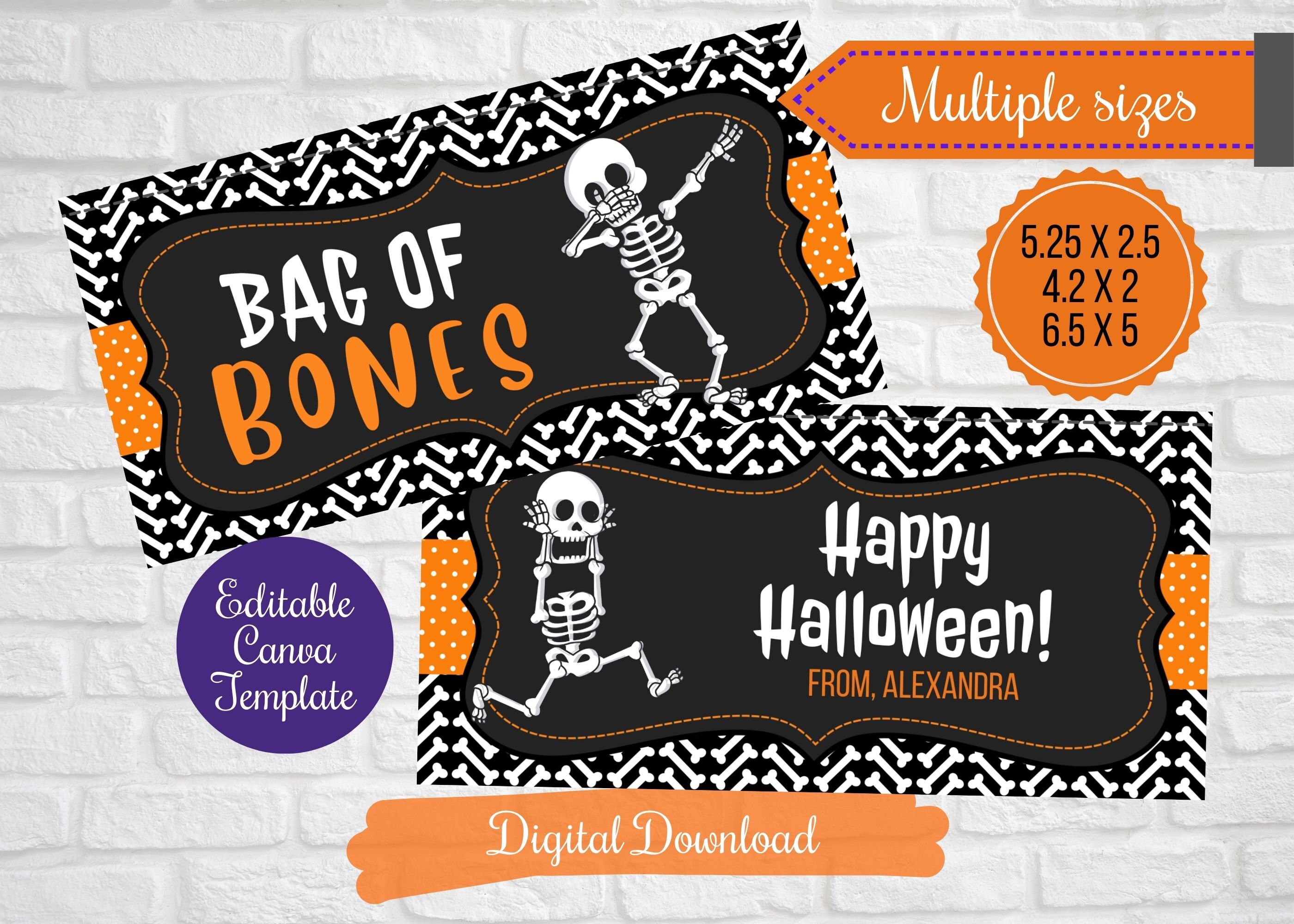 Bag of Bones Halloween Halloween Treat Bag Topper Halloween - Etsy