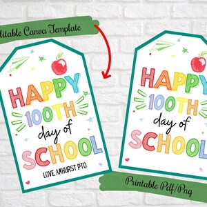 Happy 100th Day of School Gift Tags for Students Teachers | Etsy