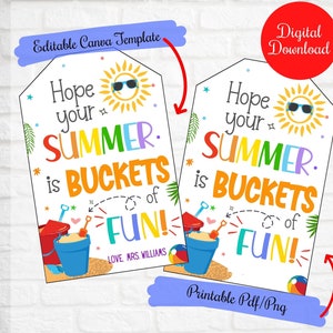 Summer Bucket Printable Gift Tags, End of Year Gift Tags for Class,hope ...