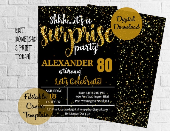 Shh It's a Surprise Party Surprise Birthday Party | Etsy