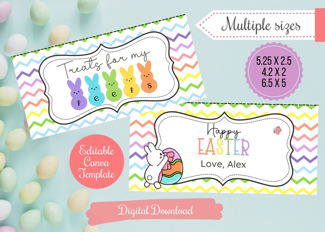 Treats for My Peeps Treat Bag Topper, Easter Marshmallow Eggs Treat Bag ...