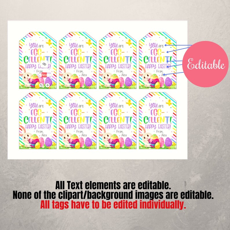 You Are Eggcellent, Easter Eggs Treat Tag for Class, School, Daycare ...
