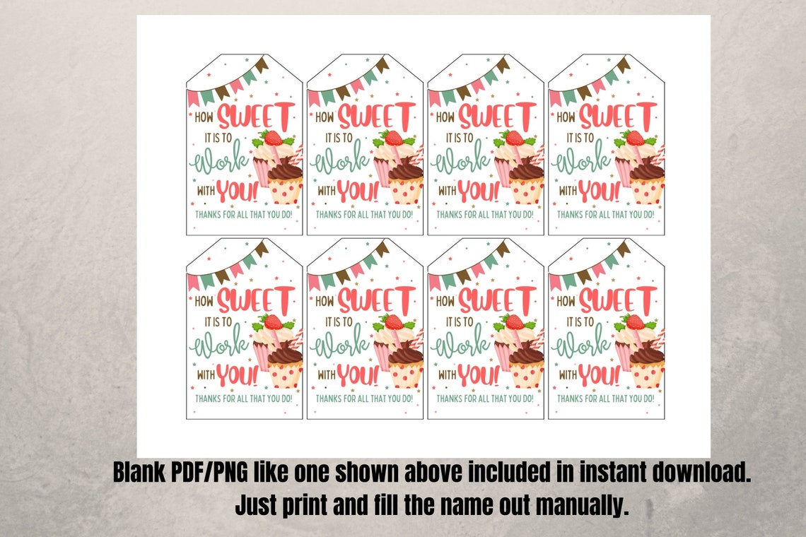 Co-worker Teammate Appreciation Cupcake Gift Taghow Sweet It - Etsy