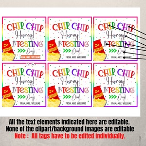 Chip Chip Hooray It's Testing Day Gift Tags, Standardized Tests ...