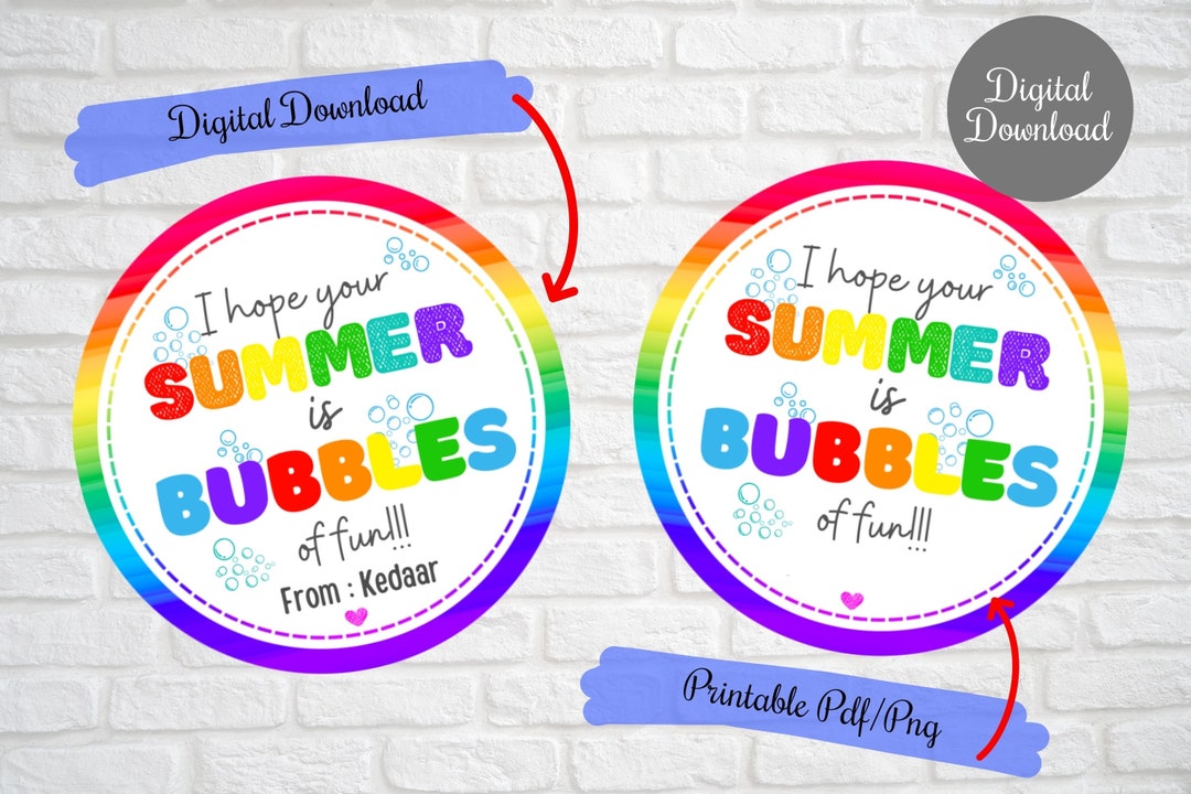 End of Year Class Bubbles Gift Tags Hope Your Summer is - Etsy