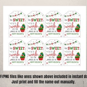 How Sweet It is to Work With Team Member Like You ,christmas Gift Tags ...