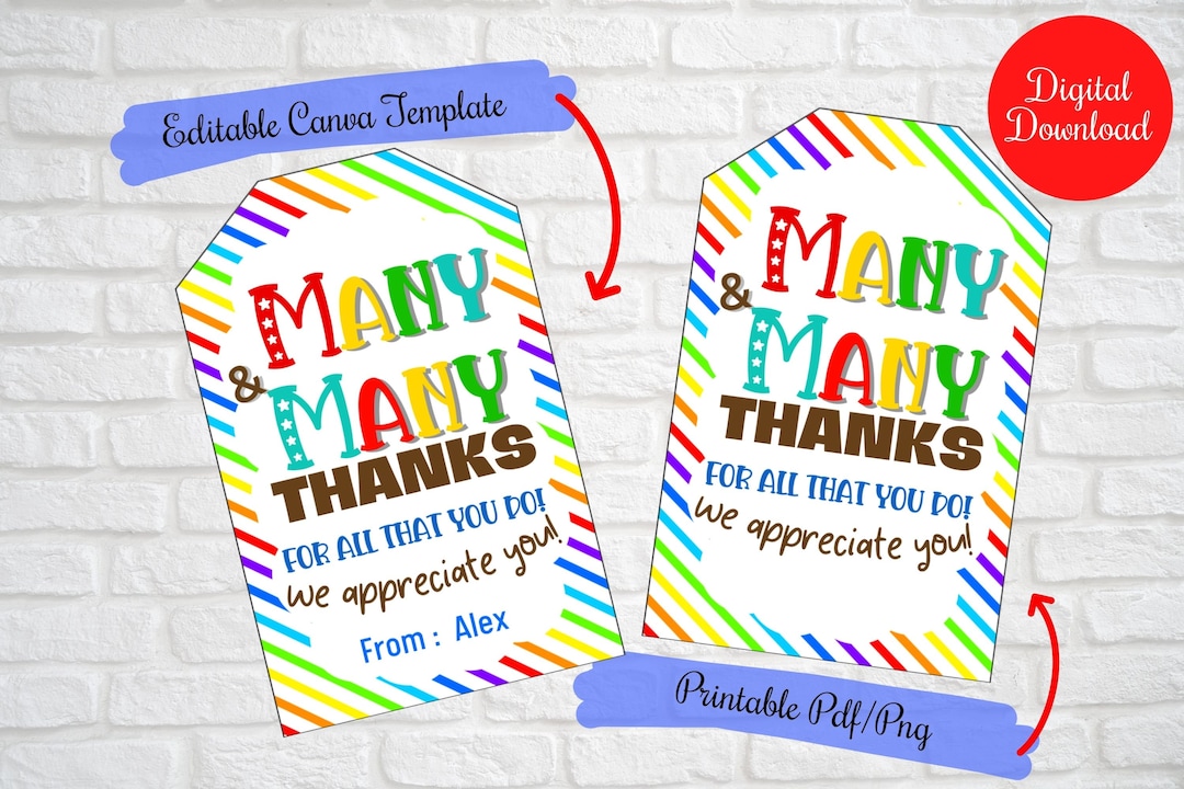 M&M Employee Tags , Many Many Thanks for All You Do Gift Tags for ...