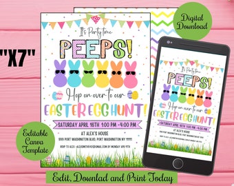 Customizable Easter Egg Hunt Invitation Editable Easter Invitation ...