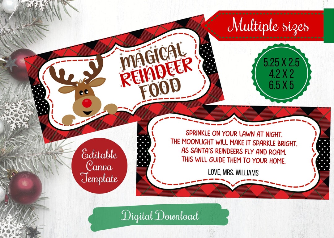 Magical Reindeer Food Treat Bag Toppers,editable Reindeer Food Poem ...