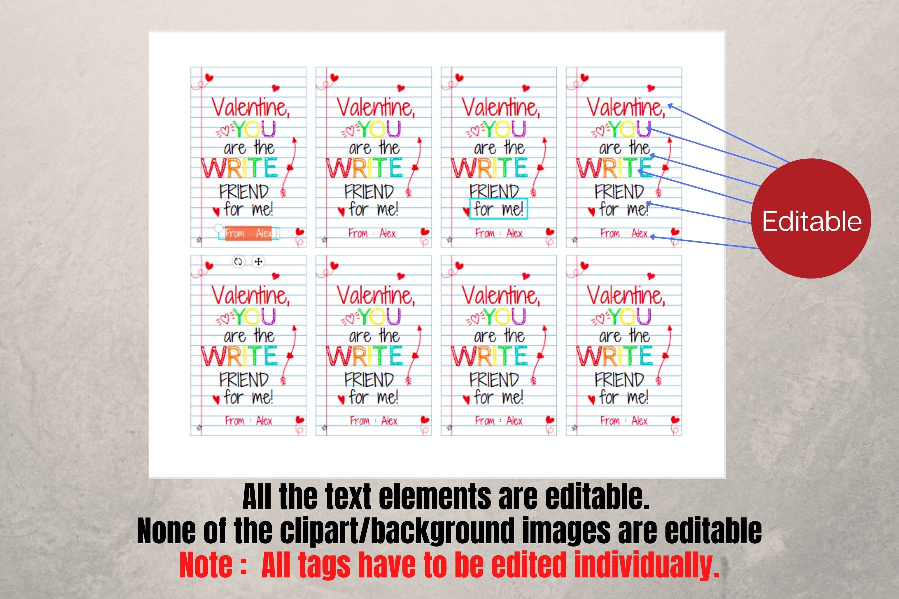 Valentine You Are Just Write Printable Tag for Valentine - Etsy