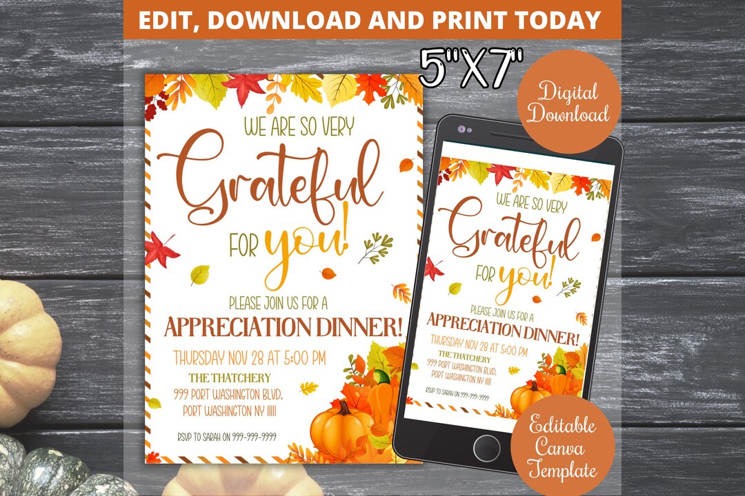 Thanksgiving Appreciation Dinner Invite for Teachers/staff/clients ...
