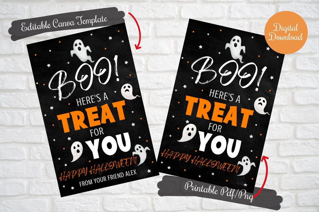Boo Here's a Treat for You Happy Halloween Gift Tags, Halloween Treat ...