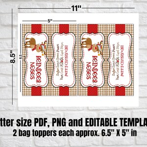 Reindeer Noses Treat Bag Toppers,editable Christmas Fold Over Labels ...